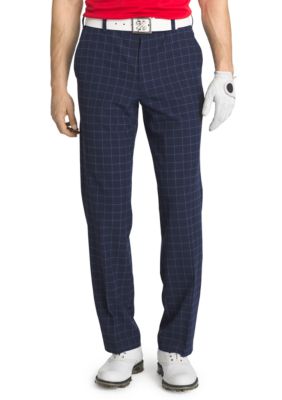Izod Performance Golf Straight Fit Flat Front Plaid Stretch Pants Belk