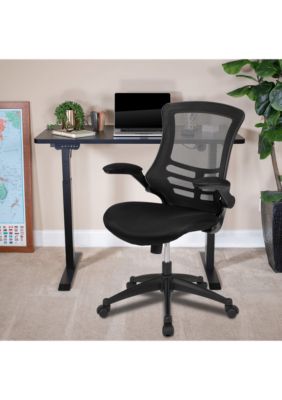Belnick Black Electric Height Adjustable Standing Desk with Black Mesh ...