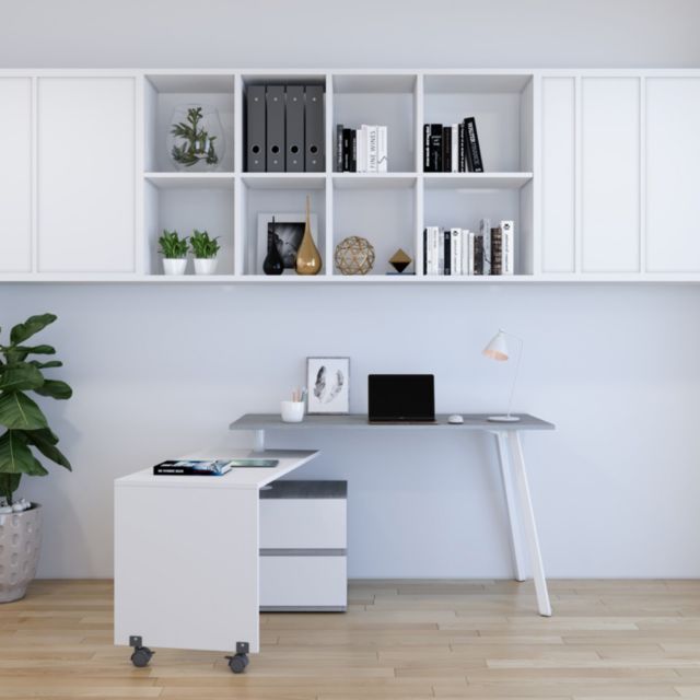 Techni Mobili Techni Mobili Rotating Multi-Positional Modern Desk, Grey ...