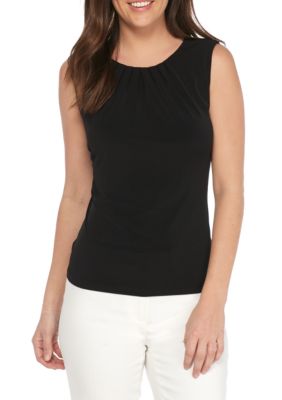 Calvin Klein Pleated Neck Sleeveless Blouse Belk