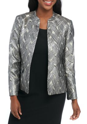 Kasper Petite Size Metallic Jacquard Flyaway Jacket | belk