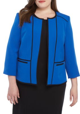 Kasper Plus Size Flyaway Jacket with Piping | belk