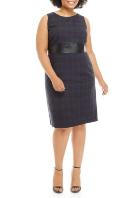 Kasper Plus Size Sleeveless Plaid Princess Waist Dress | belk