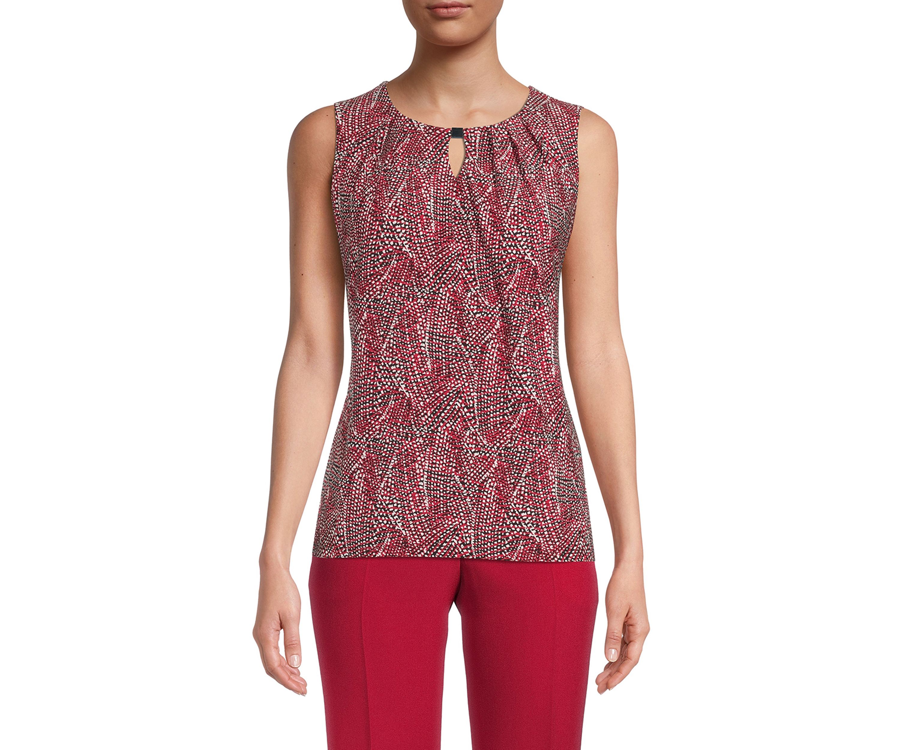 Kasper Women's Sleeveless Confetti Print Knit Top with Hardware | Belk