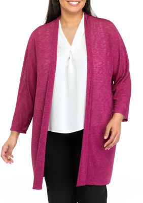 Kasper Plus Size Long Sleeve Onion Skin Duster Cardigan | belk