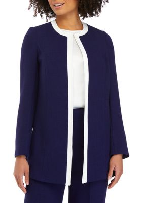 Kasper Women's Tipped Crepe Open Jacket | belk