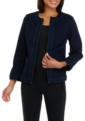 Kasper Women's Long Sleeve Open Front Denim Jacket | belk