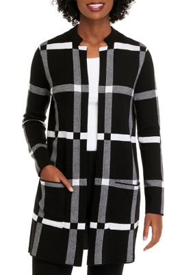 Kasper Women's Long Sleeve Plaid Open Front Sweater | belk