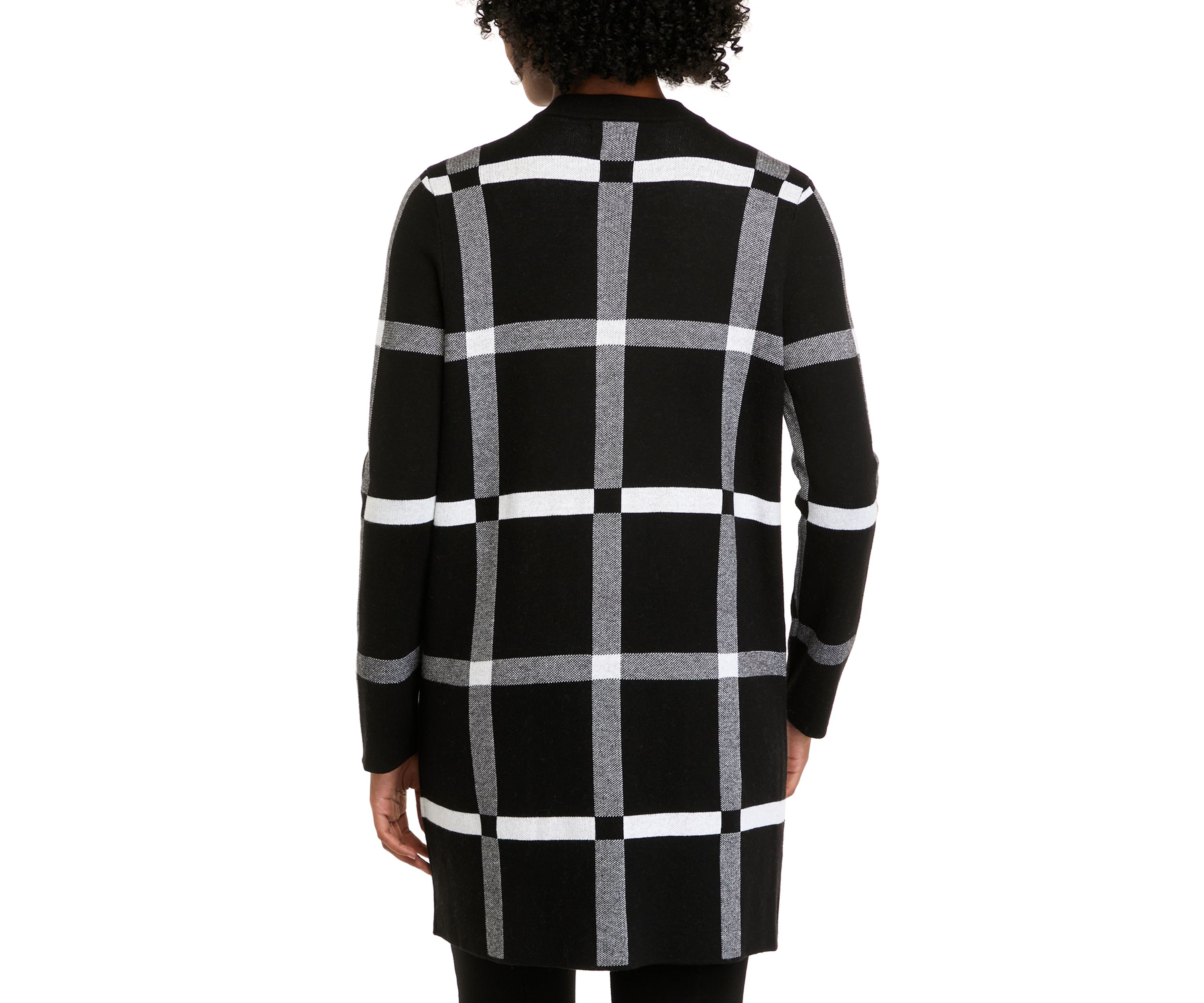Kasper Women's Long Sleeve Plaid Open Front Sweater | Belk