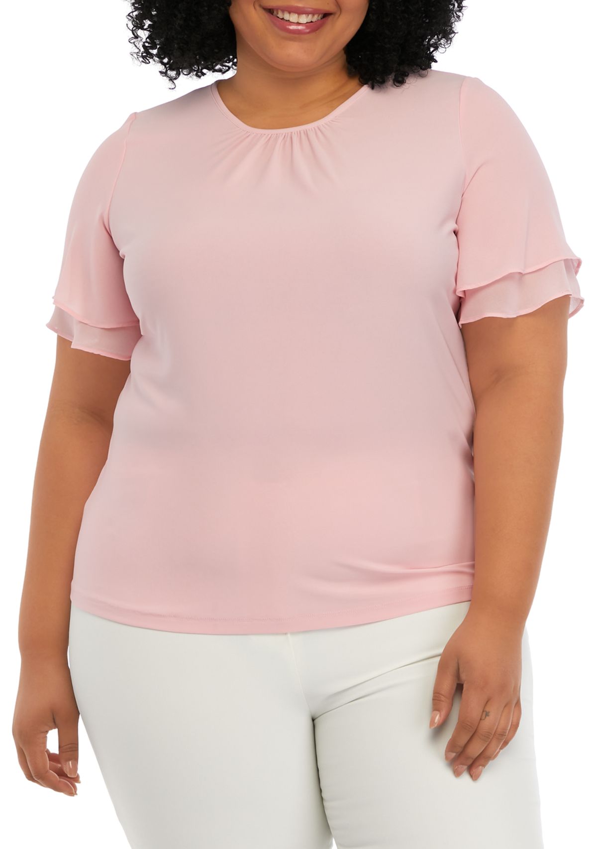 Kasper Plus Size Short Sleeve Solid Top | Belk