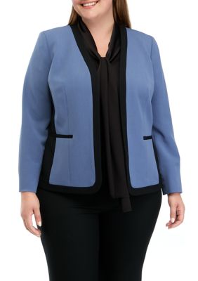 Kasper Plus Size Long Sleeve Open Front Framed Cardigan | belk