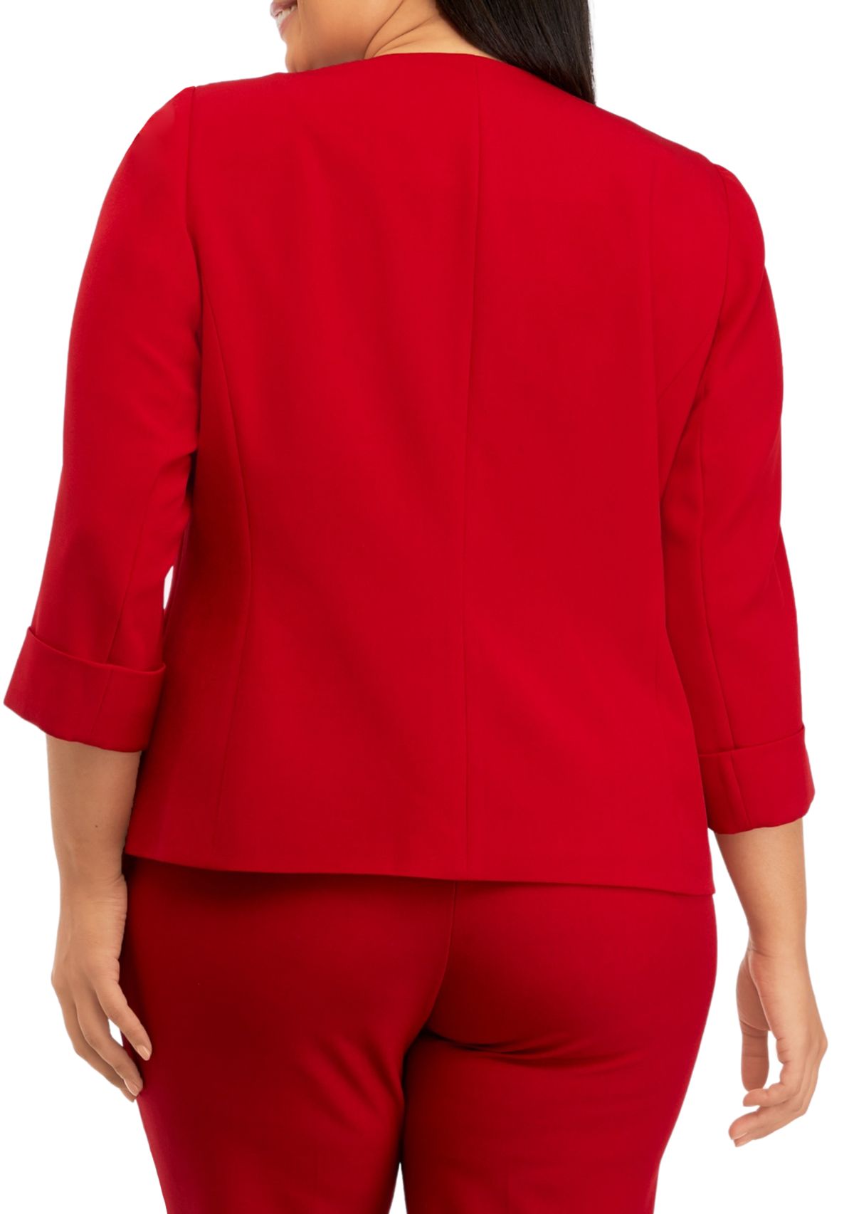 Kasper Plus Size Roll Cuff Fire Red Jacket | Belk