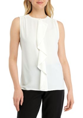 Kasper Women's Sleeveless Ruffle Front Blouse | belk