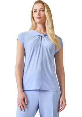 Kasper Women's Cap Sleeve Top with Front Scrunch | belk