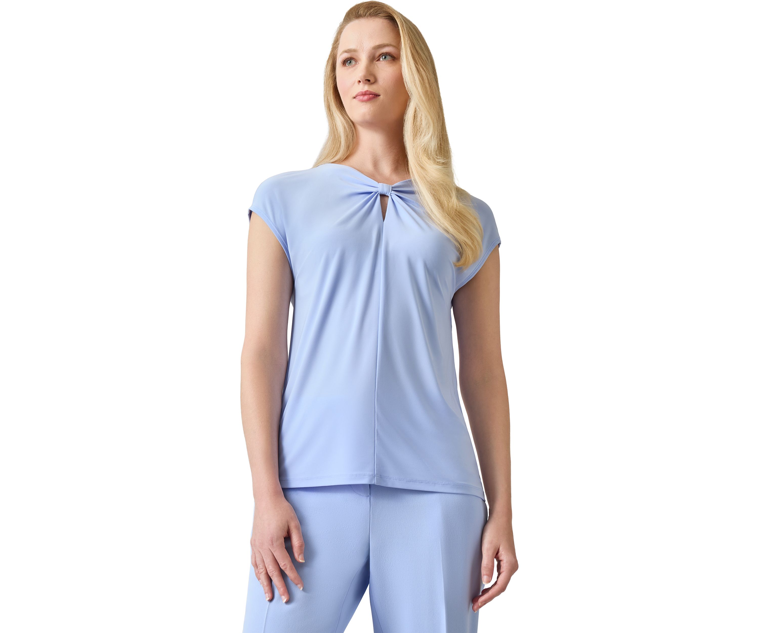 Kasper Women's Cap Sleeve Top with Front Scrunch | Belk