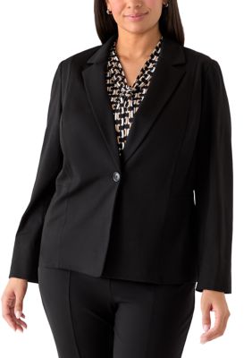 Kasper Plus Size Compression One Button Seamed Jacket | Belk