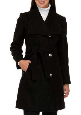 Vince Camuto Women's Faux Wool Belt and Envelope Collar Trench Coat | belk