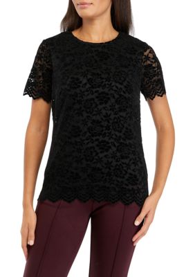 Tahari ASL Women's Short Sleeve Lace Knit Top | belk