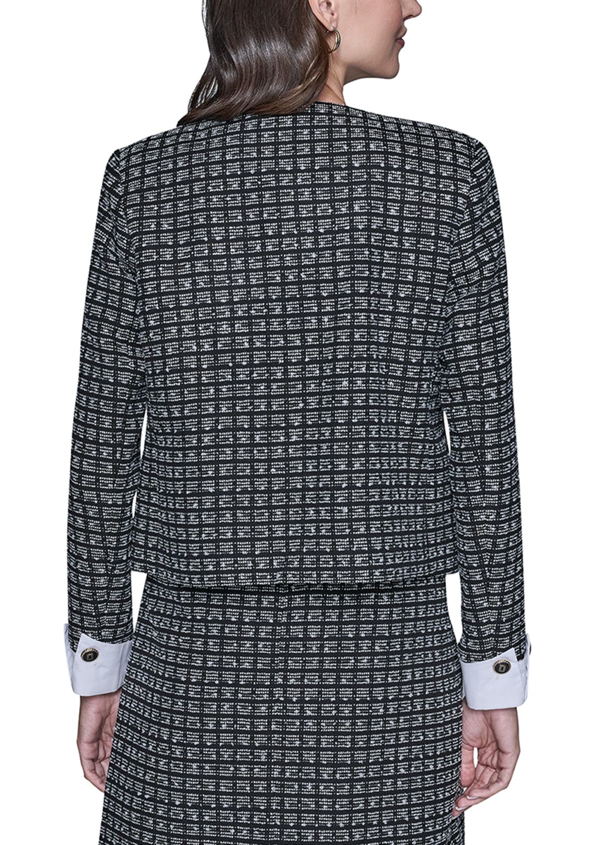 KARL LAGERFELD PARIS Women's Cropped Tweed Jacket with Cuffs | Belk
