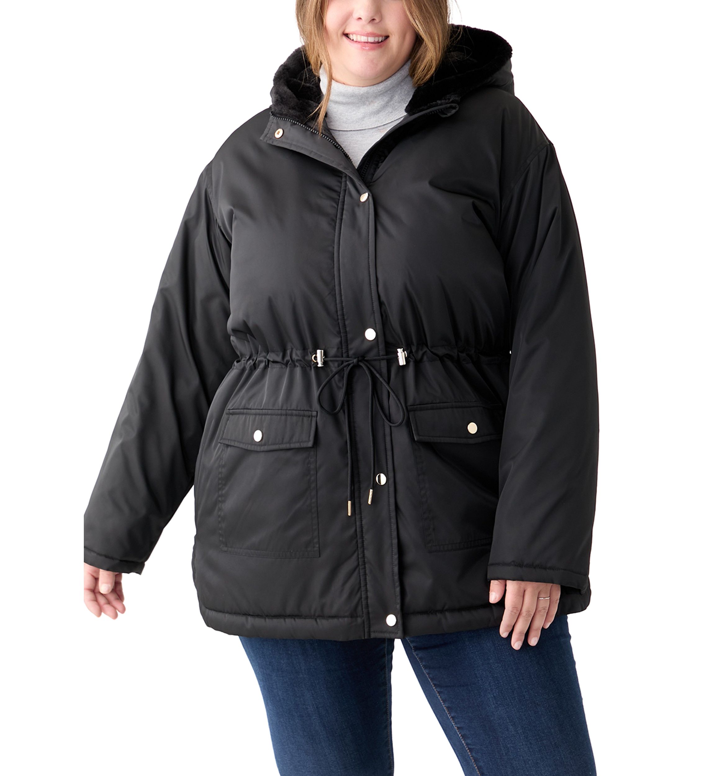 Vine & Valley Plus Size Sheen Twill Anorak Jacket with Hood | Belk