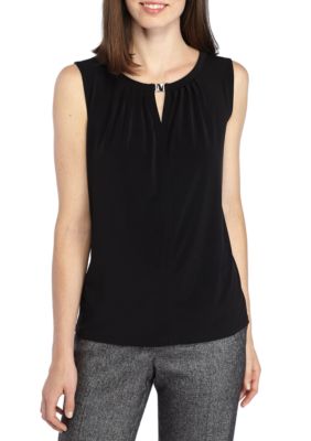 Nine West Solid Pleat Neck Keyhole Cami | belk