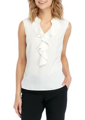 Nine West Sleeveless Ruffle Front Blouse Belk
