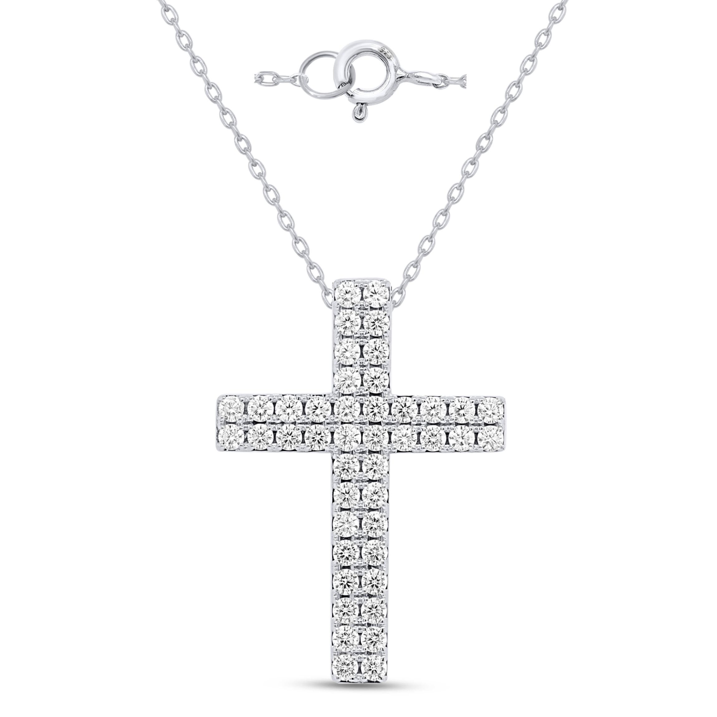 ETHIQUE Lab Created 1CTW Lab Grown Diamond Cross Pendant In Sterling ...