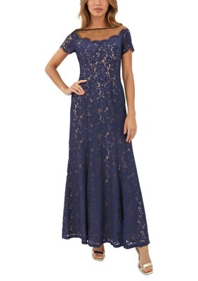 Rene by Rene Ruiz Collection Women's Lace Illusion Column Gown | Belk