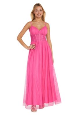 Morgan & Co. Long Sweetheart Neck Tulle Ballgown W Adjustable Spaghetti ...