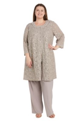 R & M Richards 3Pc Duster Pant Set Scallop Edge Jacket And Sleeve W ...