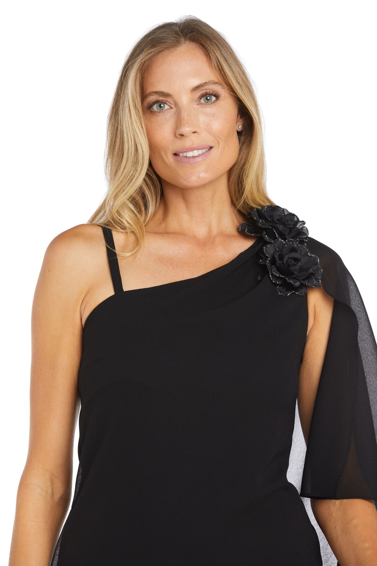R & M Richards One Shoulder Flower Detail Bubble Dress | Belk