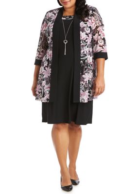 Danny & Nicole Plus Size 2 Piece Placed Print Color Block Jacket and ...