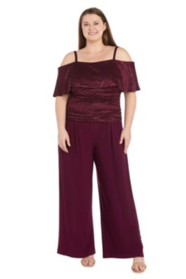 R & M Richards 1Pc Banded Cold Shoulder Strap Detail Ruched Jumpsuit | belk