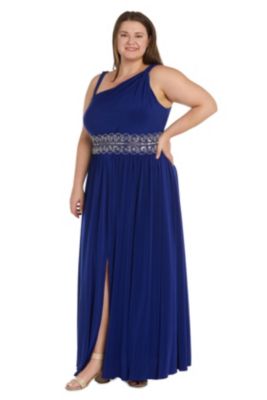 R & M Richards 1Pc Twist Detail One Shoulder Beaded Waist Ity Dress | belk