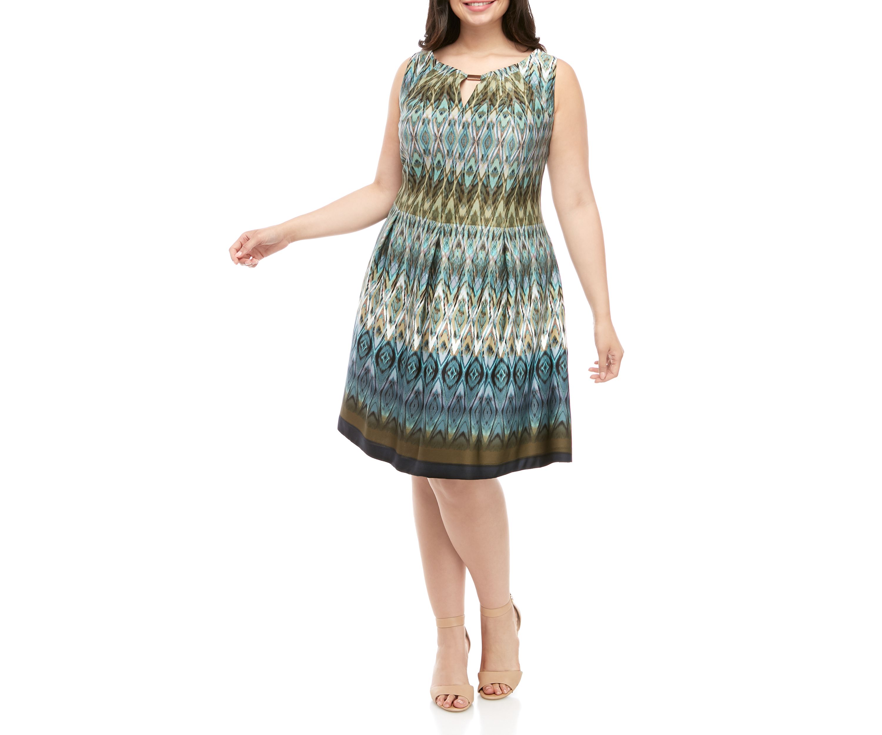 Gabby Skye Plus Size V Inset Fit and Flare Dress | Belk