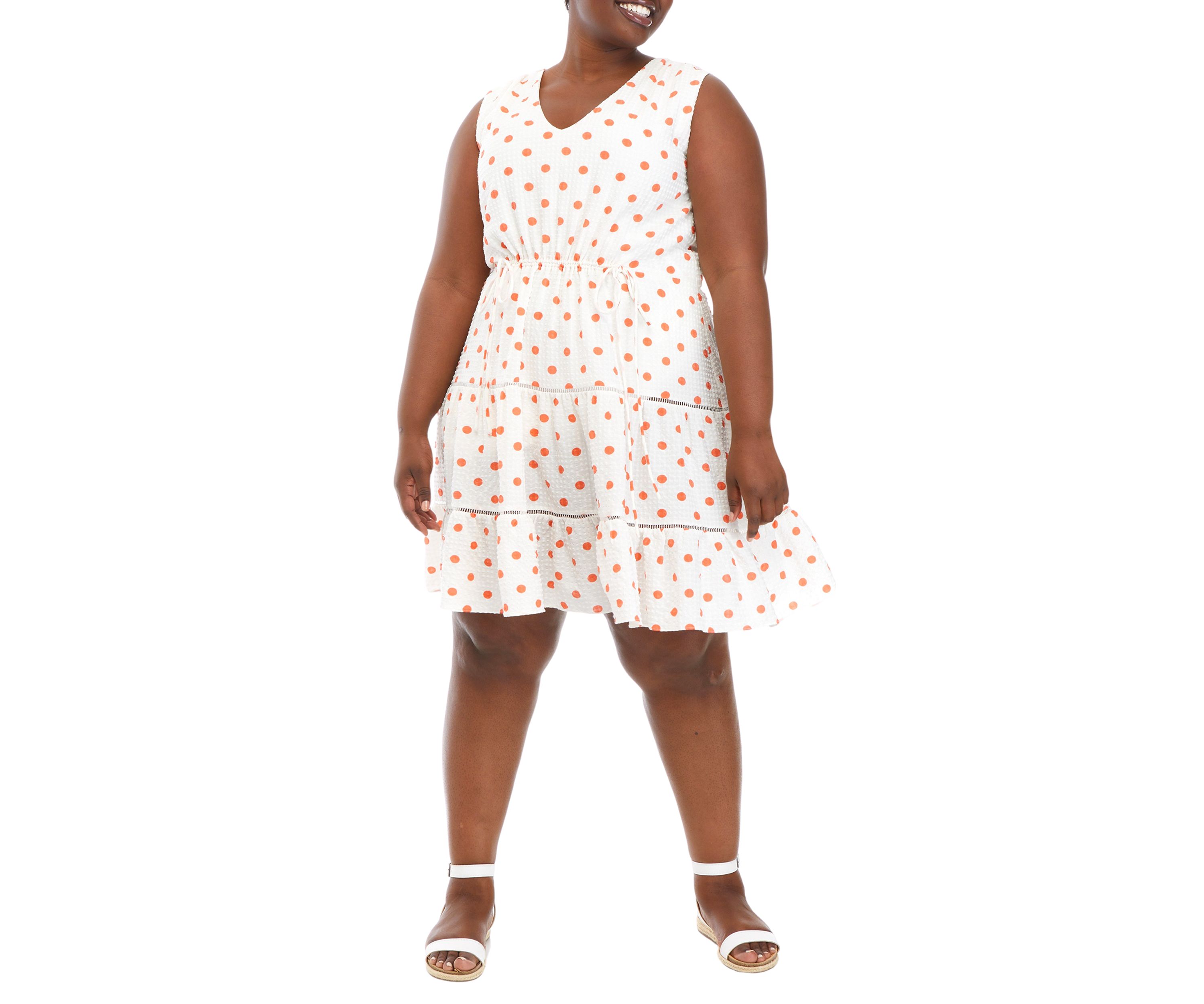Danny & Nicole Plus Size Sleeveless Polka Dot Babydoll Dress | Belk