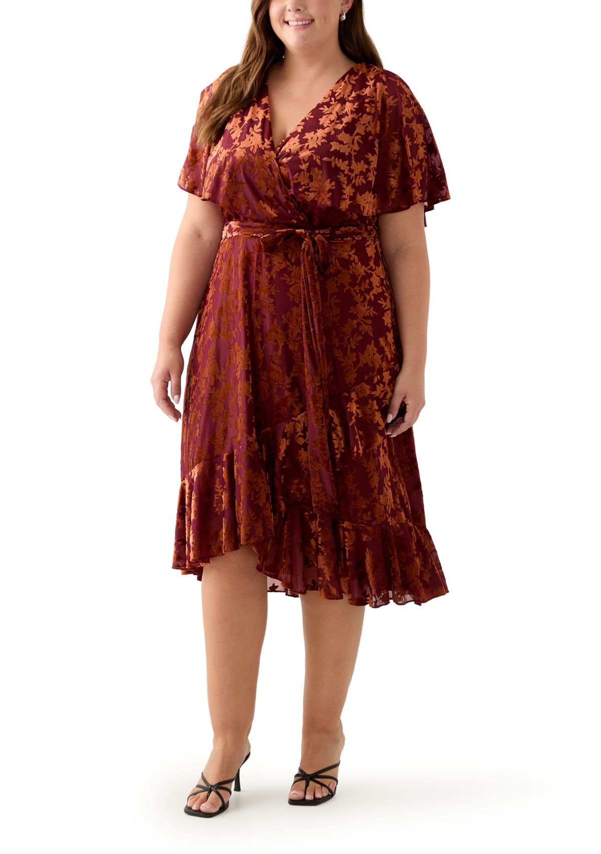 Maison Tara Plus Size Velvet Fit and Flare Dress | Belk
