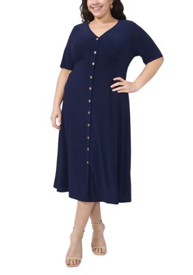 MSK Plus Size Short Sleeve V-Neck Dress | belk