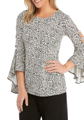 MSK Ladder Bell Sleeve Leopard Print Top | belk