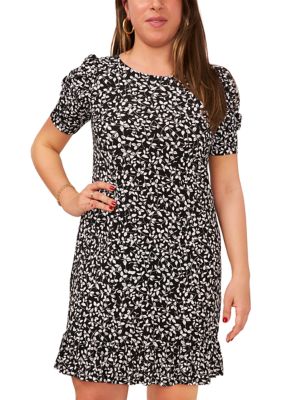 MSK Women's Short Sleeve Crew Neck Dot Print A-Line Dress | belk