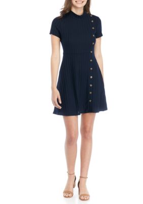 Speechless Rib Knit Mini Dress with Buttons | belk
