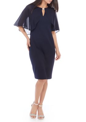 Jessica Howard Women's Sleeveless Keyhole Neck Capelet Sheath Dress ...