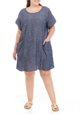 52seven Plus Size Denim Pocket Shift Dress | belk