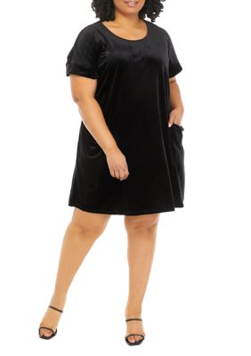 52seven Plus Size Velvet Pocket Dress | belk