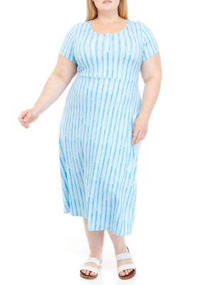 52seven Plus Size Short Sleeve Crew Neck Printed Knit Midi Dress | Belk