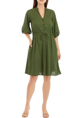 52seven Women's Puff Sleeve Solid Shirtdress | belk
