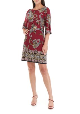 Sandra Darren Women's 3/4 Sleeve Paisley Print Shift Dress | belk