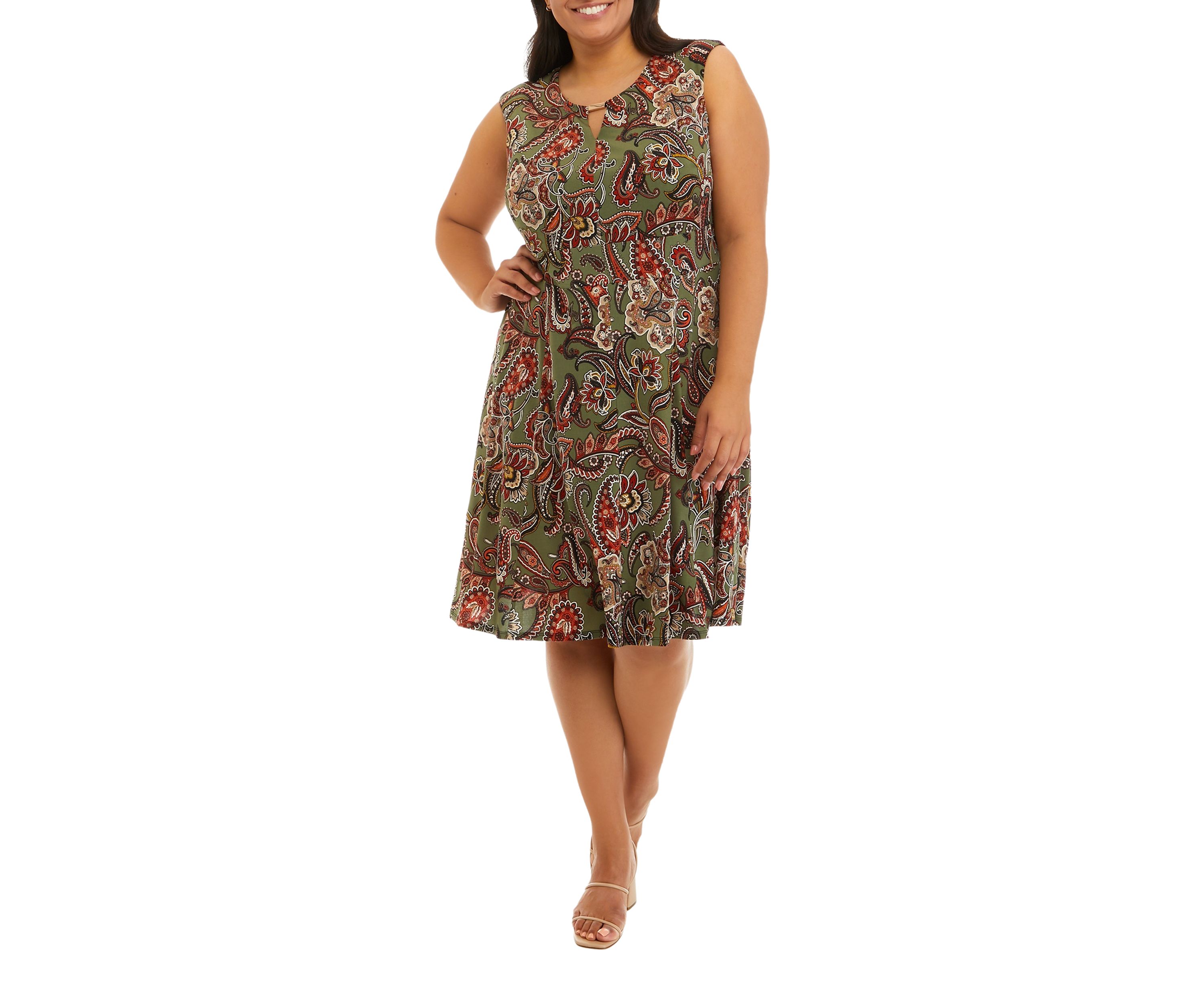 Sandra Darren Plus Size Sleeveless Paisley Dress | Belk