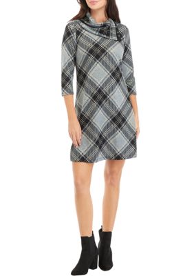 Sandra Darren Women's 3/4 Sleeve Plaid A-Line Cozy Dress | belk