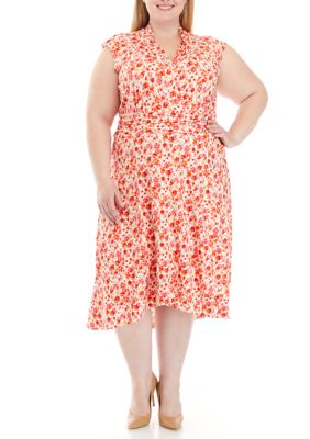 Perceptions Plus Size Floral Puff Dress | belk